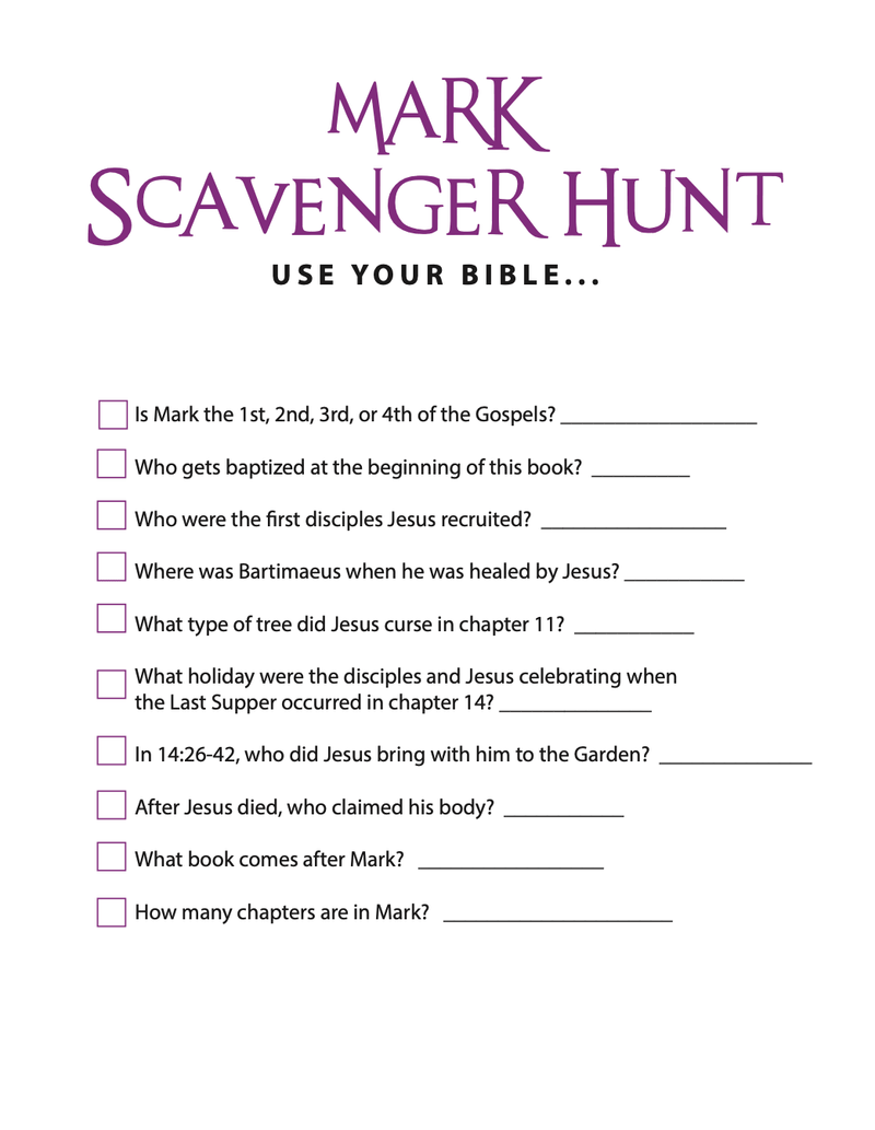 FREE Mark Bible Scavenger Hunt