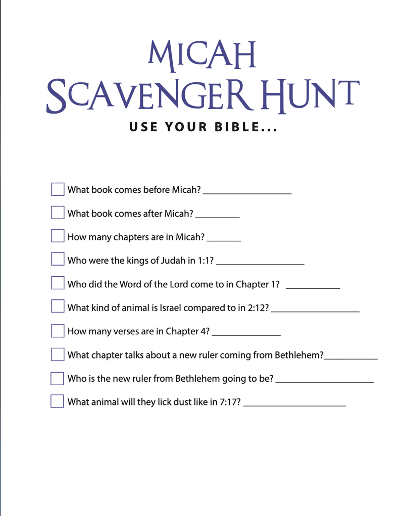 FREE Micah Bible Scavenger Hunt FREE Micah Bible Scavenger Hunt
