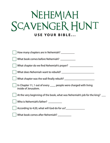 FREE Nehemiah Bible Scavenger Hunt – Children's Ministry Deals