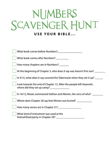 FREE Numbers Bible Scavenger Hunt – Children's Ministry Deals