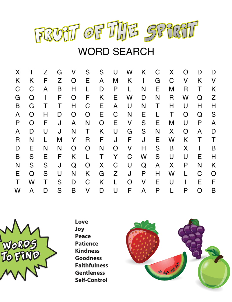 Fruit Of The Spirit Word Search Printable