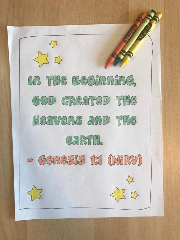 Genesis 1:1 Bible Verse Coloring Page – Children's Ministry Deals