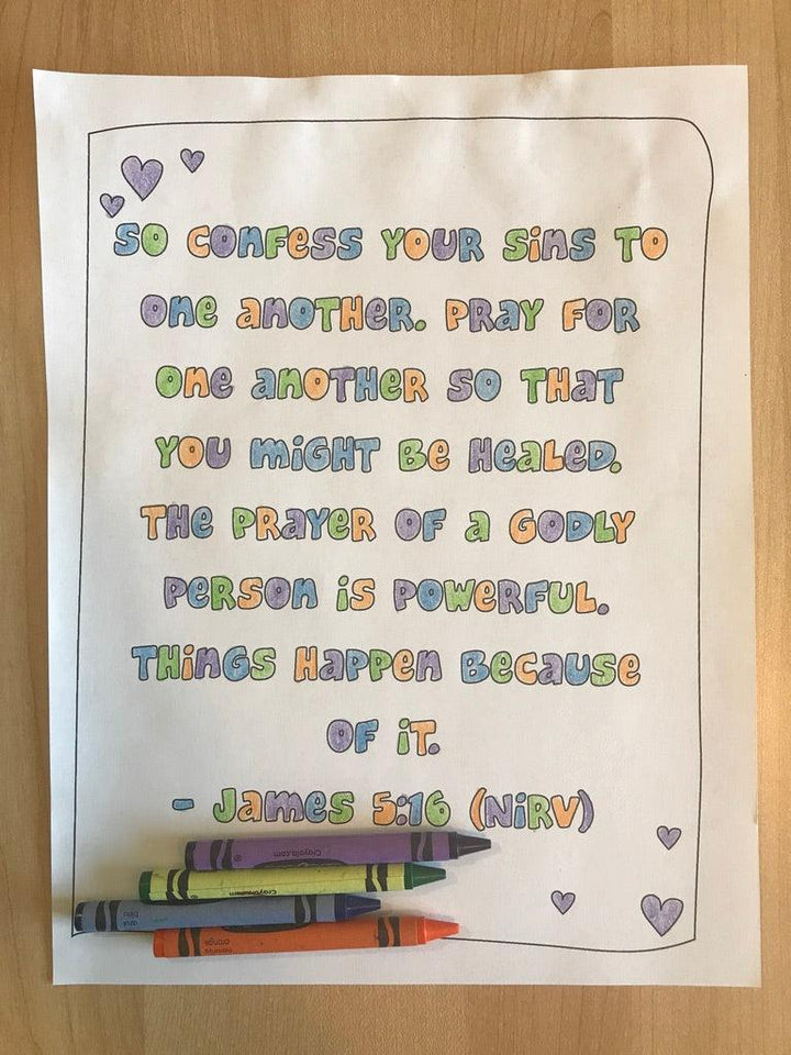 James 5:16 Bible Verse Coloring Page – Children's Ministry Deals