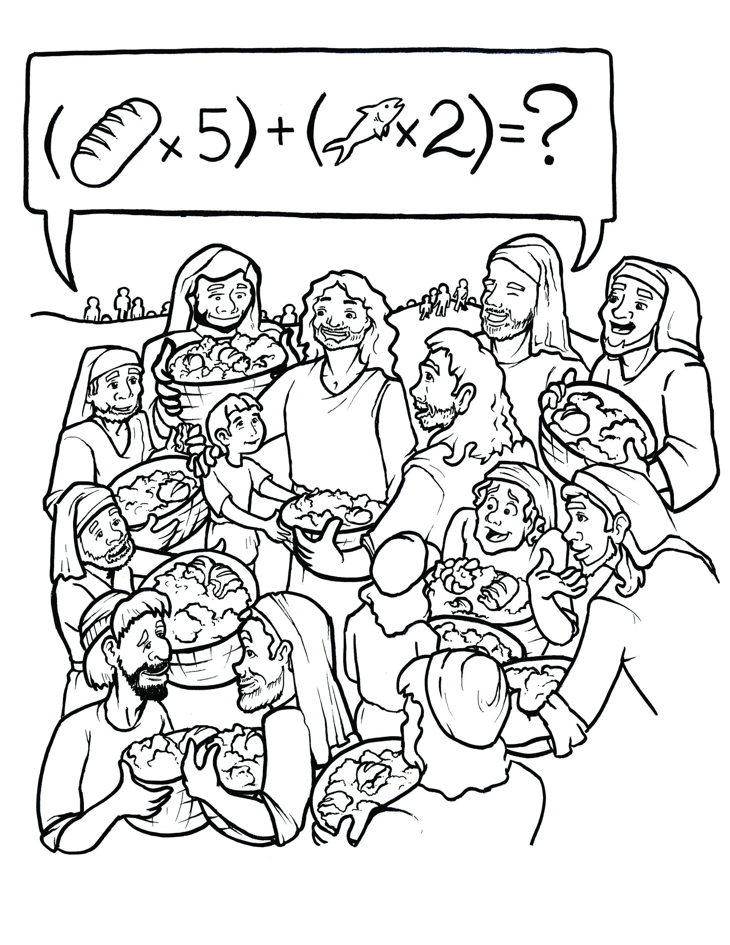 Jesus Feeds The 5000 Coloring Pages