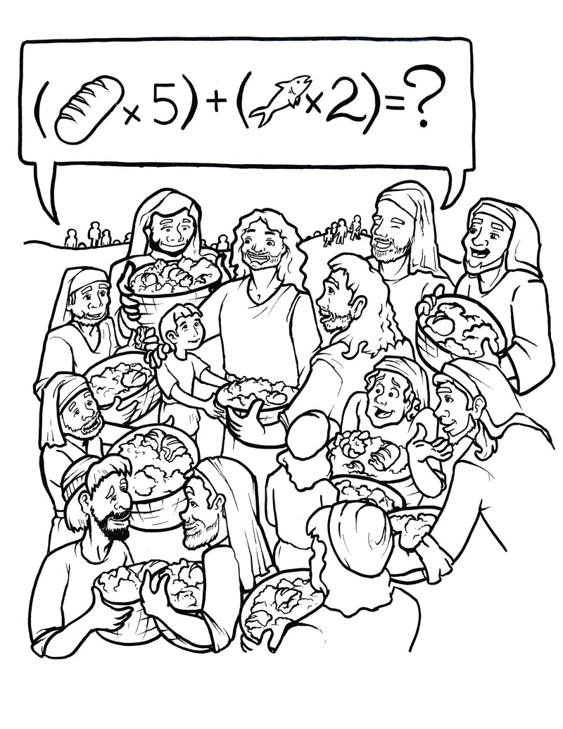 Jesus Feeds 5000 Coloring Page
