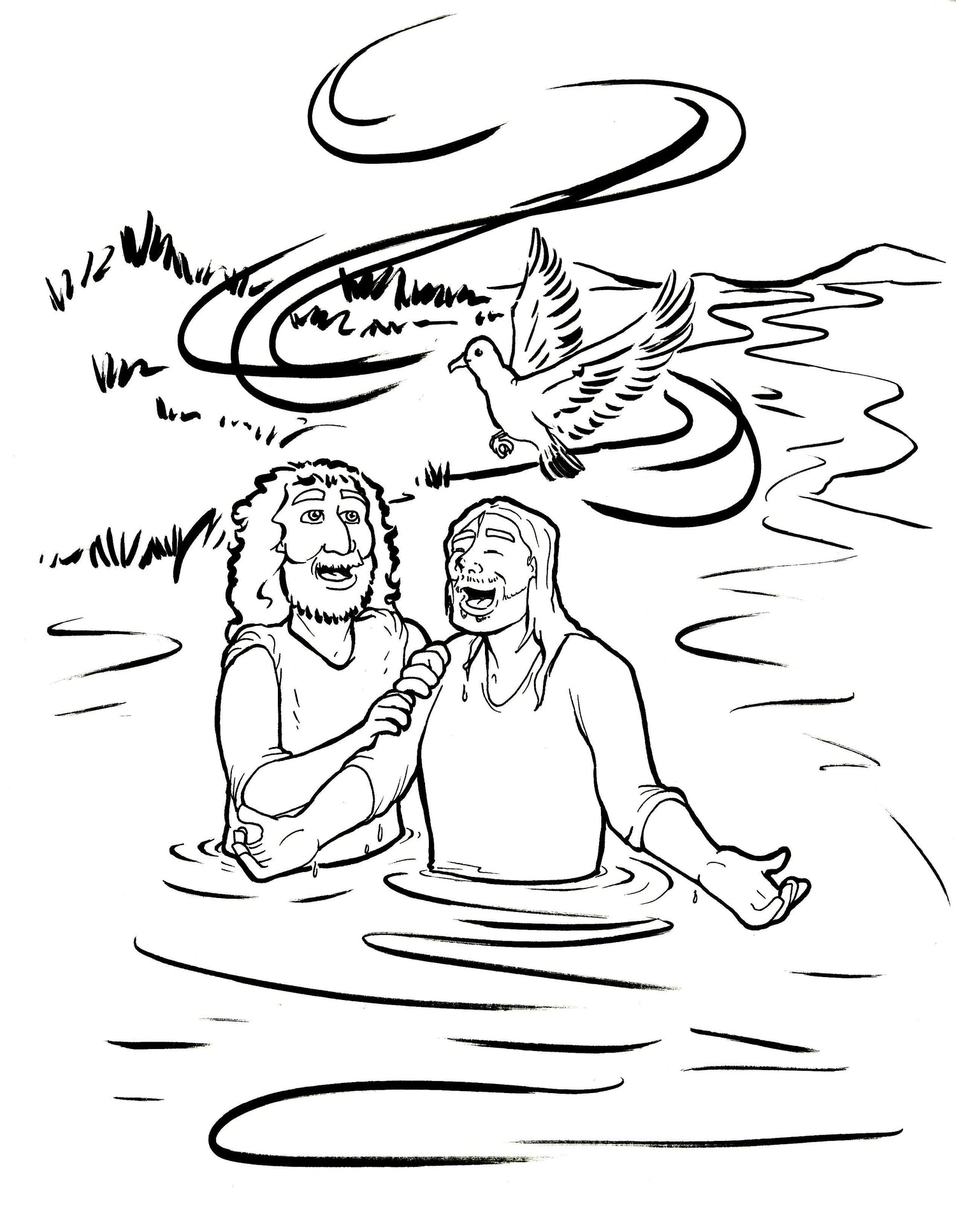 Jesus Is Baptized Coloring Page – Children's Ministry Deals