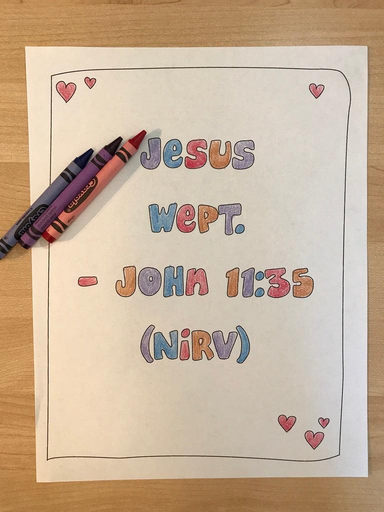 John 11:35 Bible Verse Coloring Page