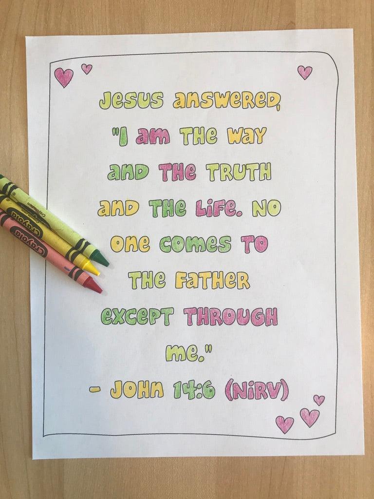 John 14:6 Bible Verse Coloring Page