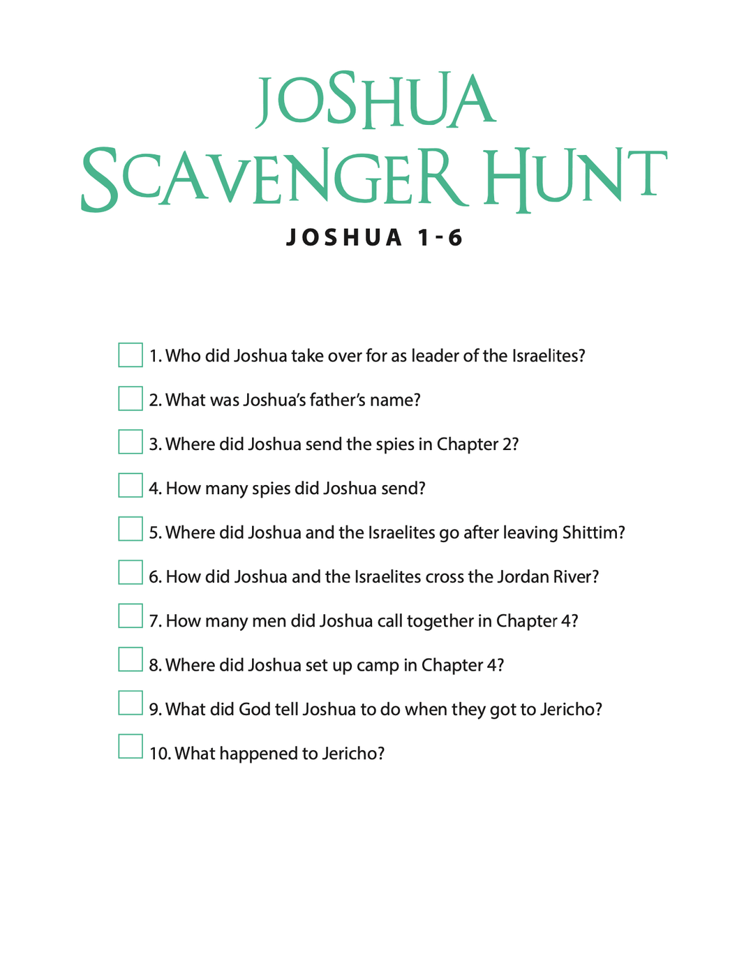 Joshua Bible Scavenger Hunt – Children's Ministry Deals