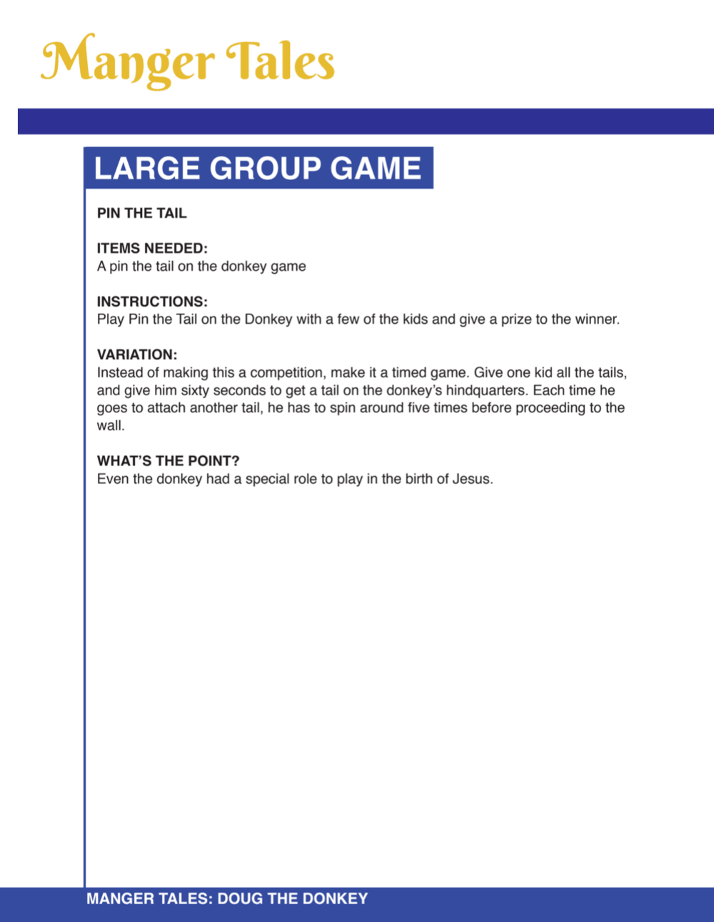 Manger Tales 4-Week Christmas Children's Ministry Curriculum