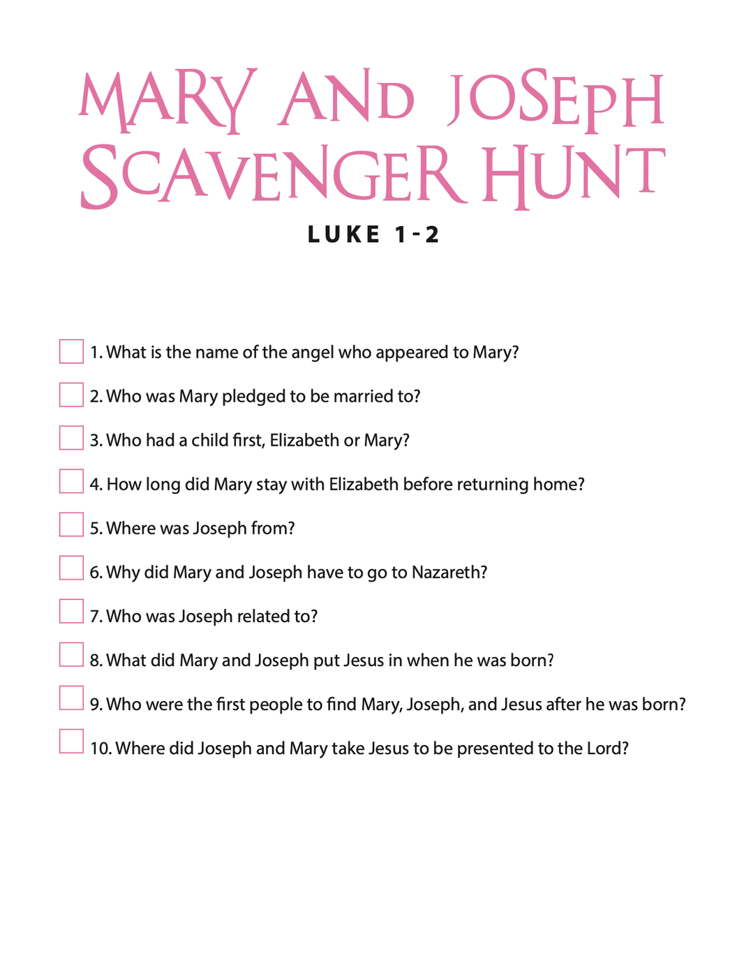 Mary and Joseph Bible Scavenger Hunt – Children's Ministry Deals