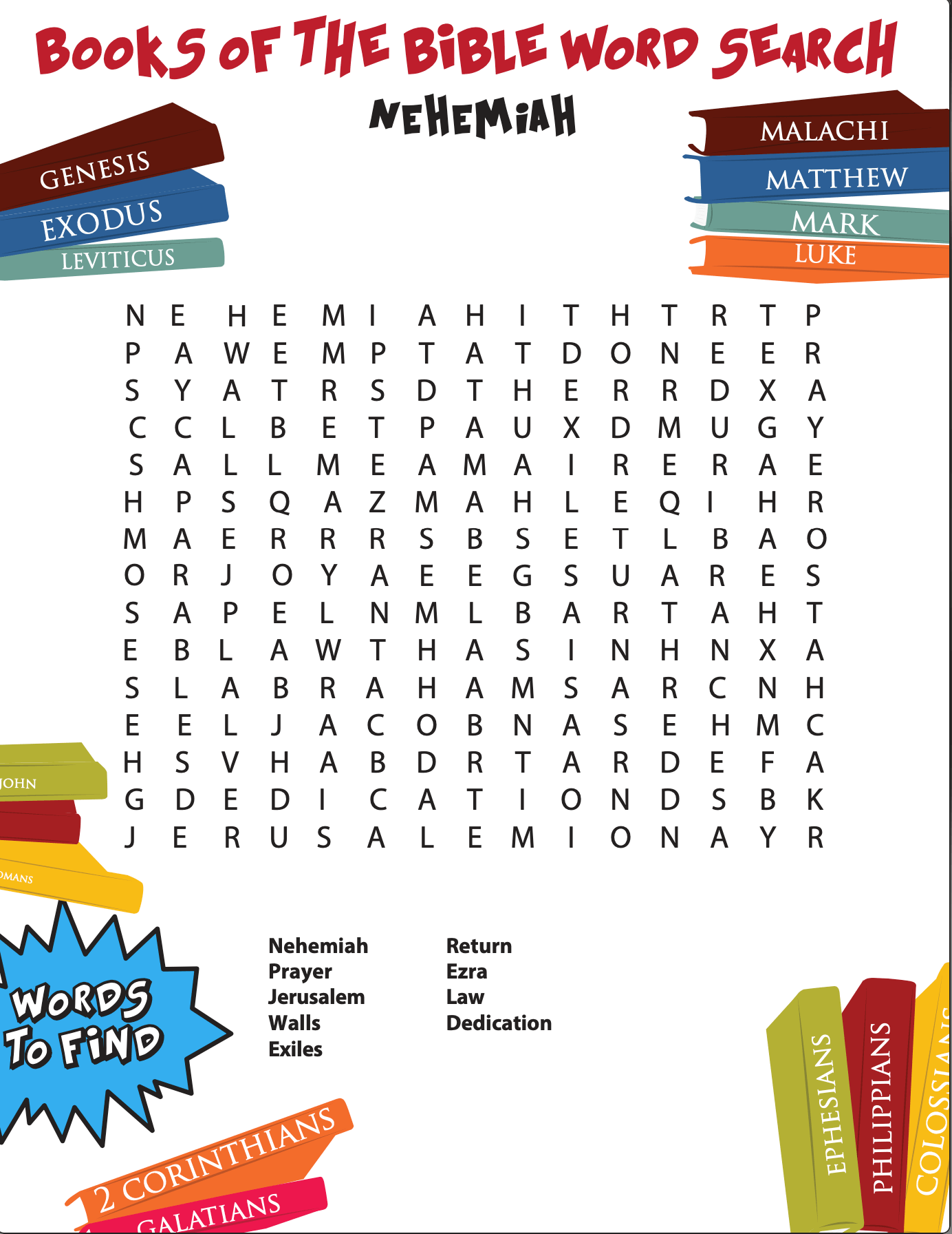 Nehemiah Bible Word Search