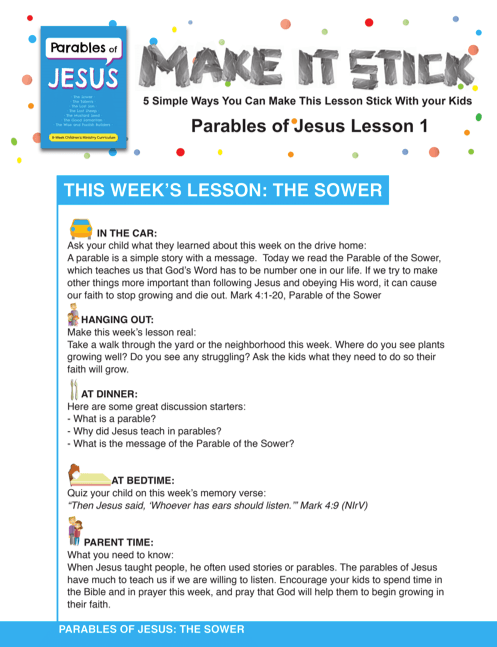 Parables of Jesus Children's Church Curriculum