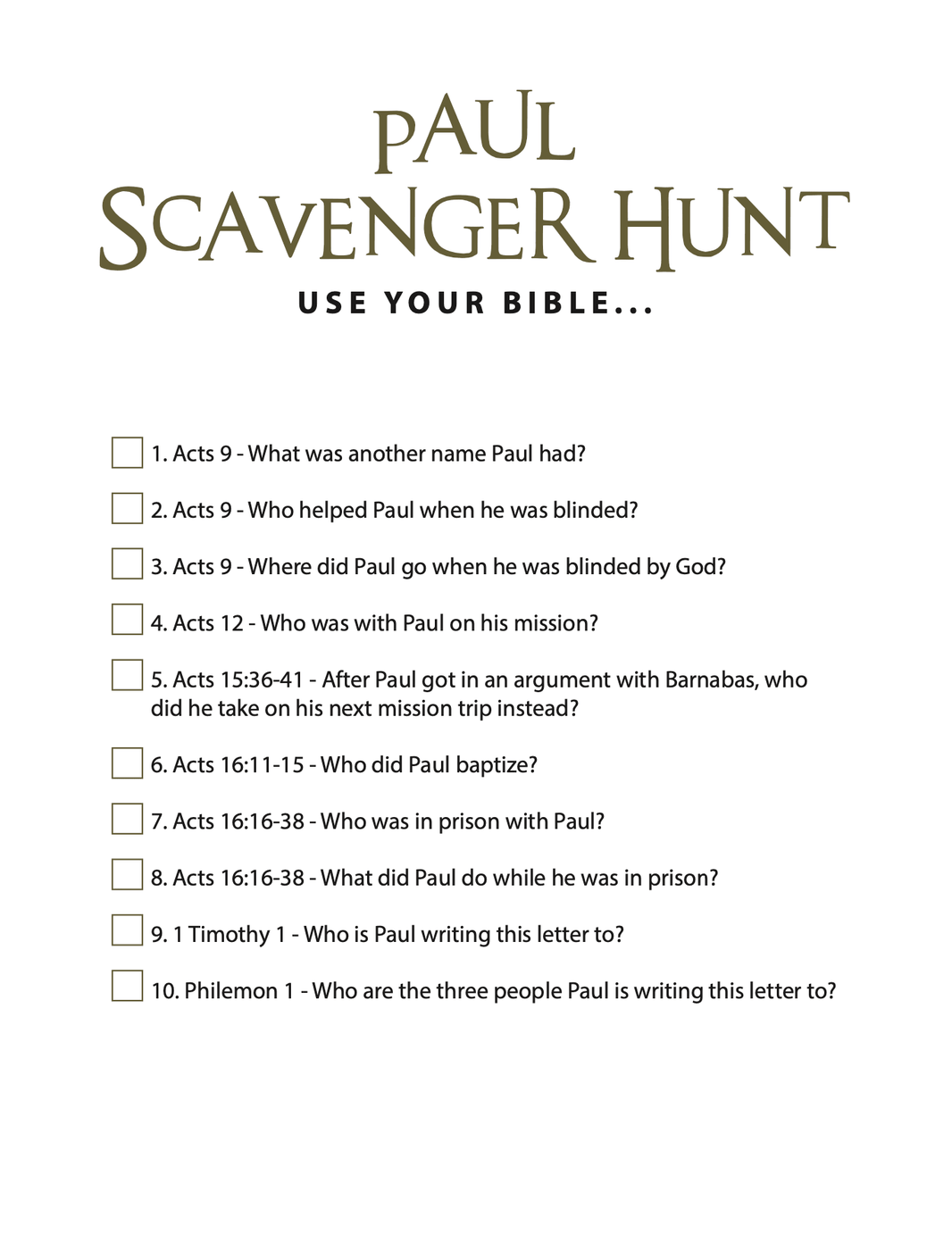 Paul Bible Scavenger Hunt – Children's Ministry Deals