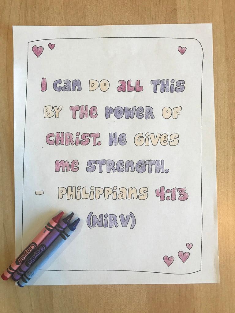 Philippians 4:13 Bible Verse Coloring Page