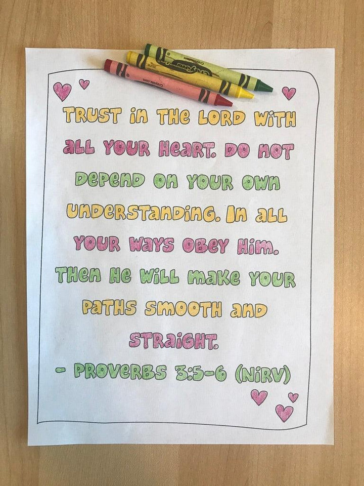 Proverbs 3:5-6 Bible Verse Coloring Page – Children's Ministry Deals