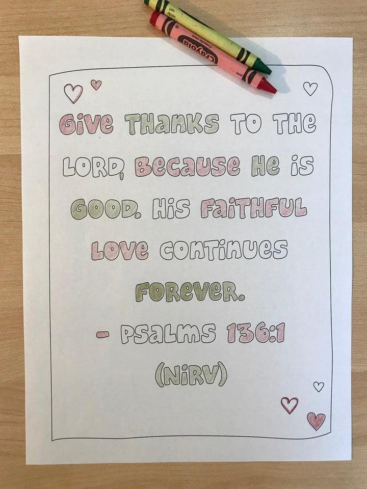 Psalms 136:1 Bible Verse Coloring Page – Children's Ministry Deals