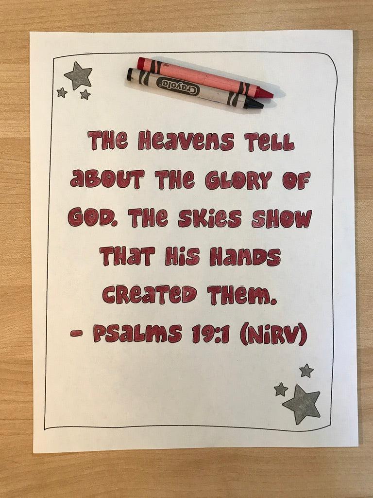 Psalms 19:1 Bible Verse Coloring Page