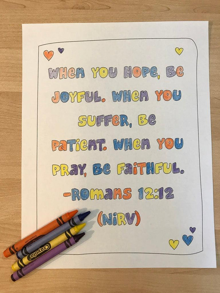 Romans 12:12 Bible Verse Coloring Page – Children's Ministry Deals