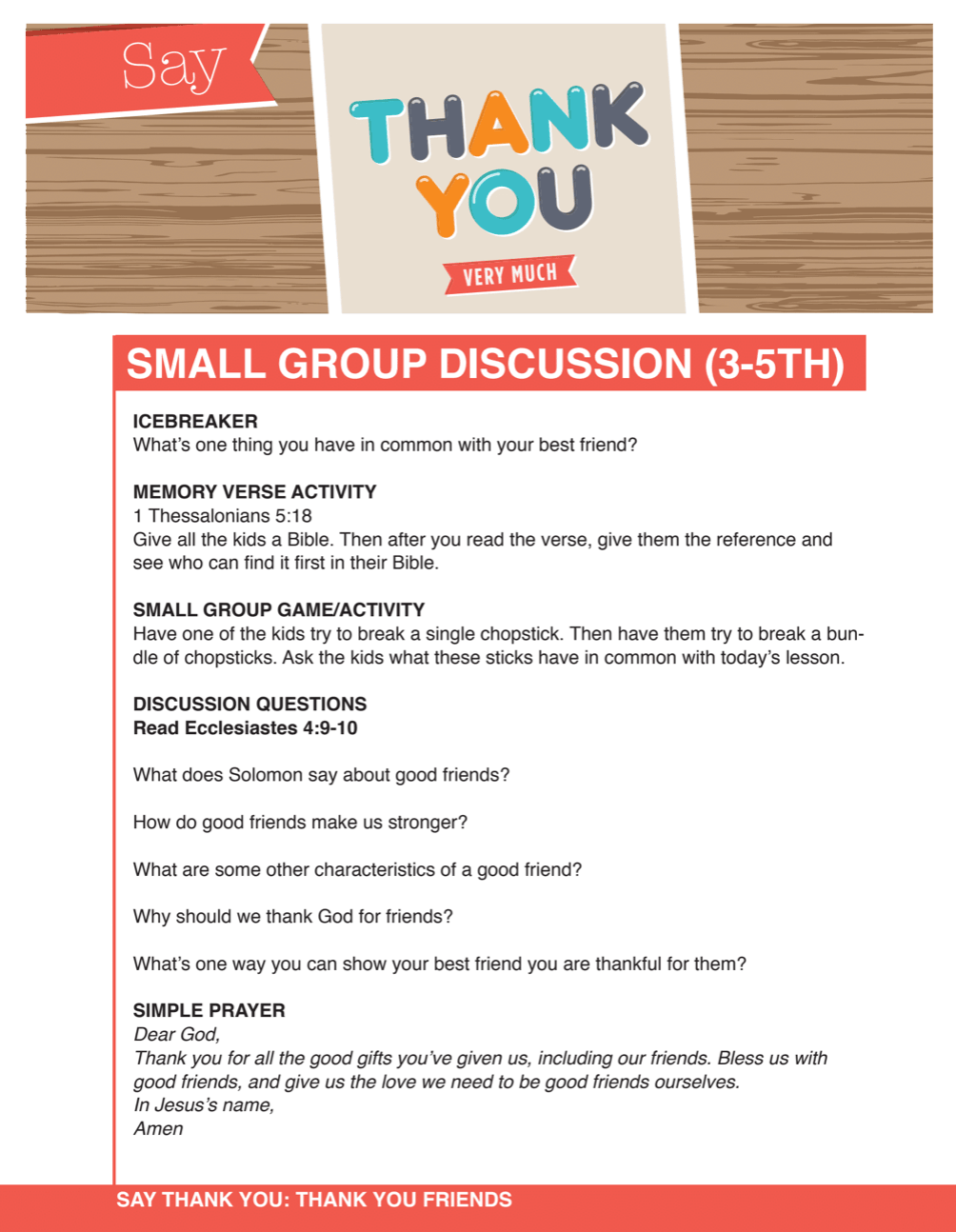 Say Thank You Children's Curriculum