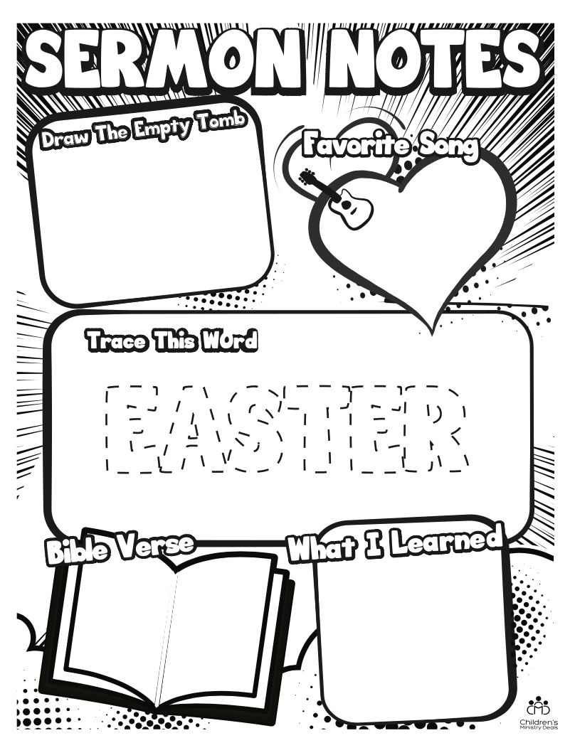 Sermon Notes for Easter Coloring Page