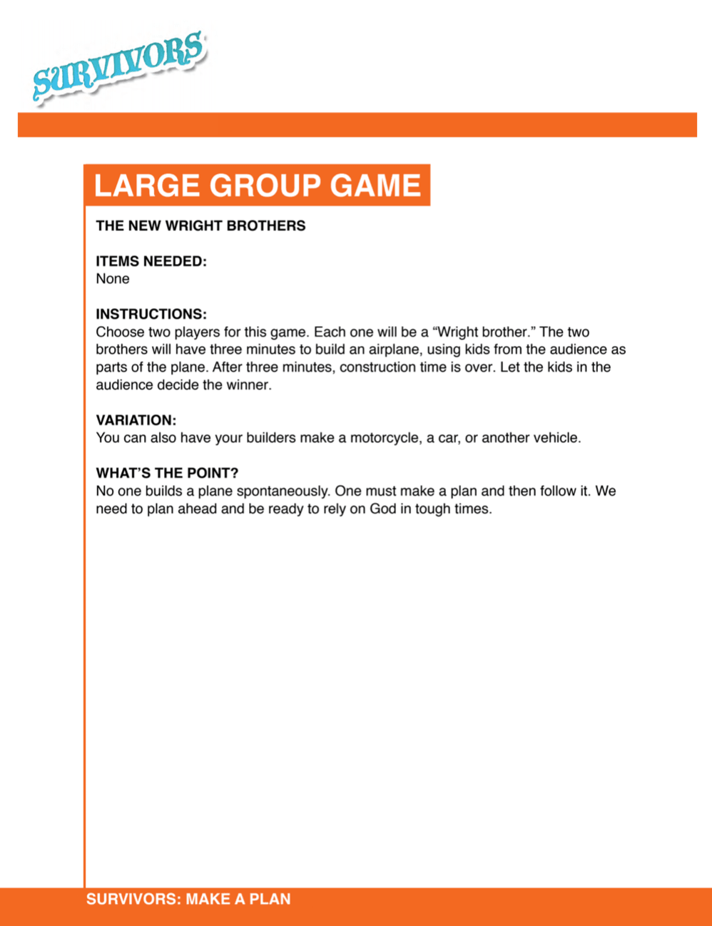 Survivors Children's Church Curriculum