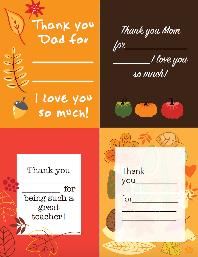 Thanksgiving Thank You Notes