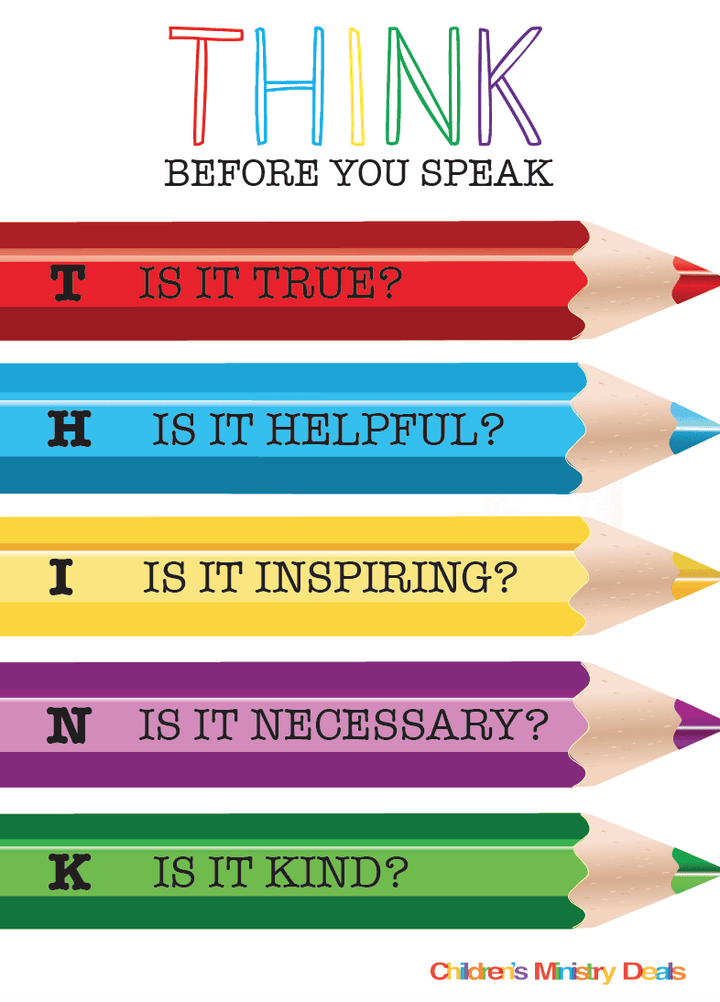 FREE Think Before You Speak Poster – Children's Ministry Deals