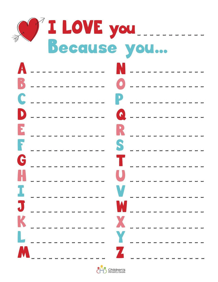 Valentine ABCs Coloring Page – Children's Ministry Deals